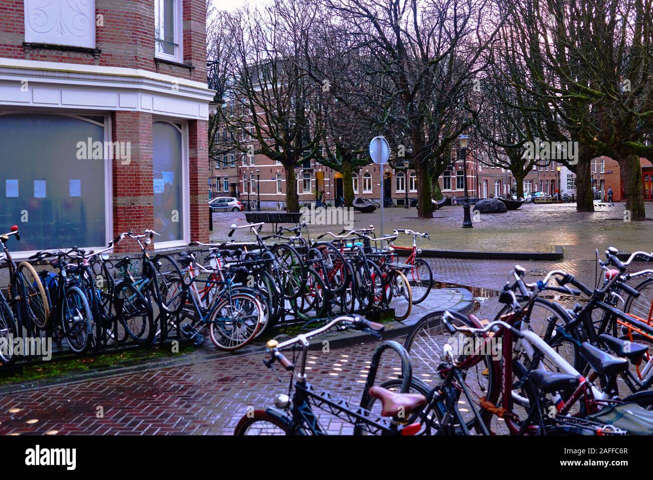 Amsterdam East side neighbourhoods (Oost/Oosterparkbuurt) on a rainy ...