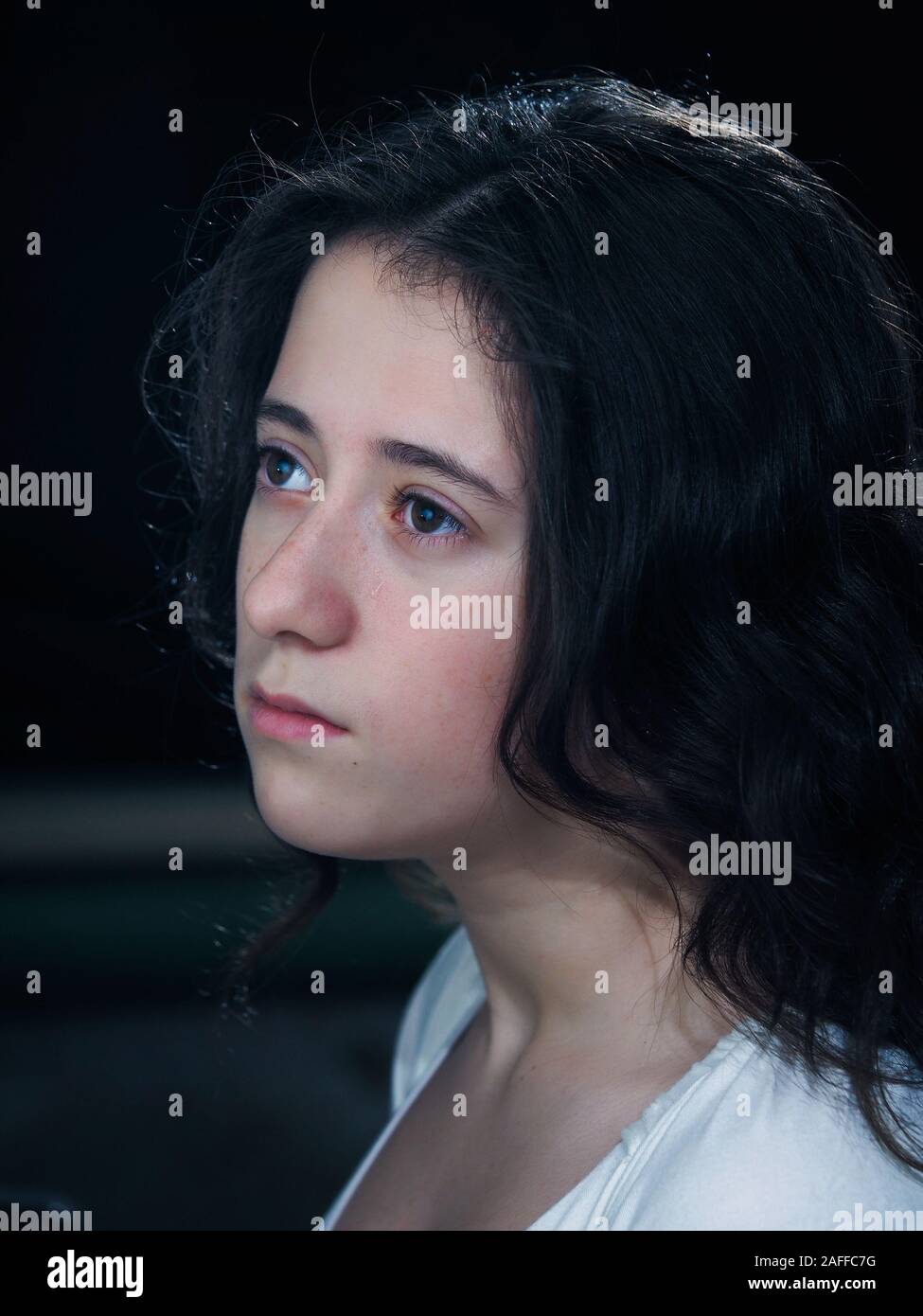 She was crying. Portrait of a girl, sad emotions, resentment Stock ...