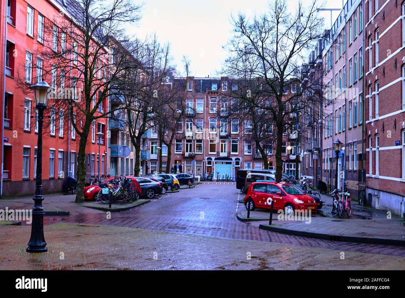 Amsterdam East side neighbourhoods (Oost/Oosterparkbuurt) on a rainy ...
