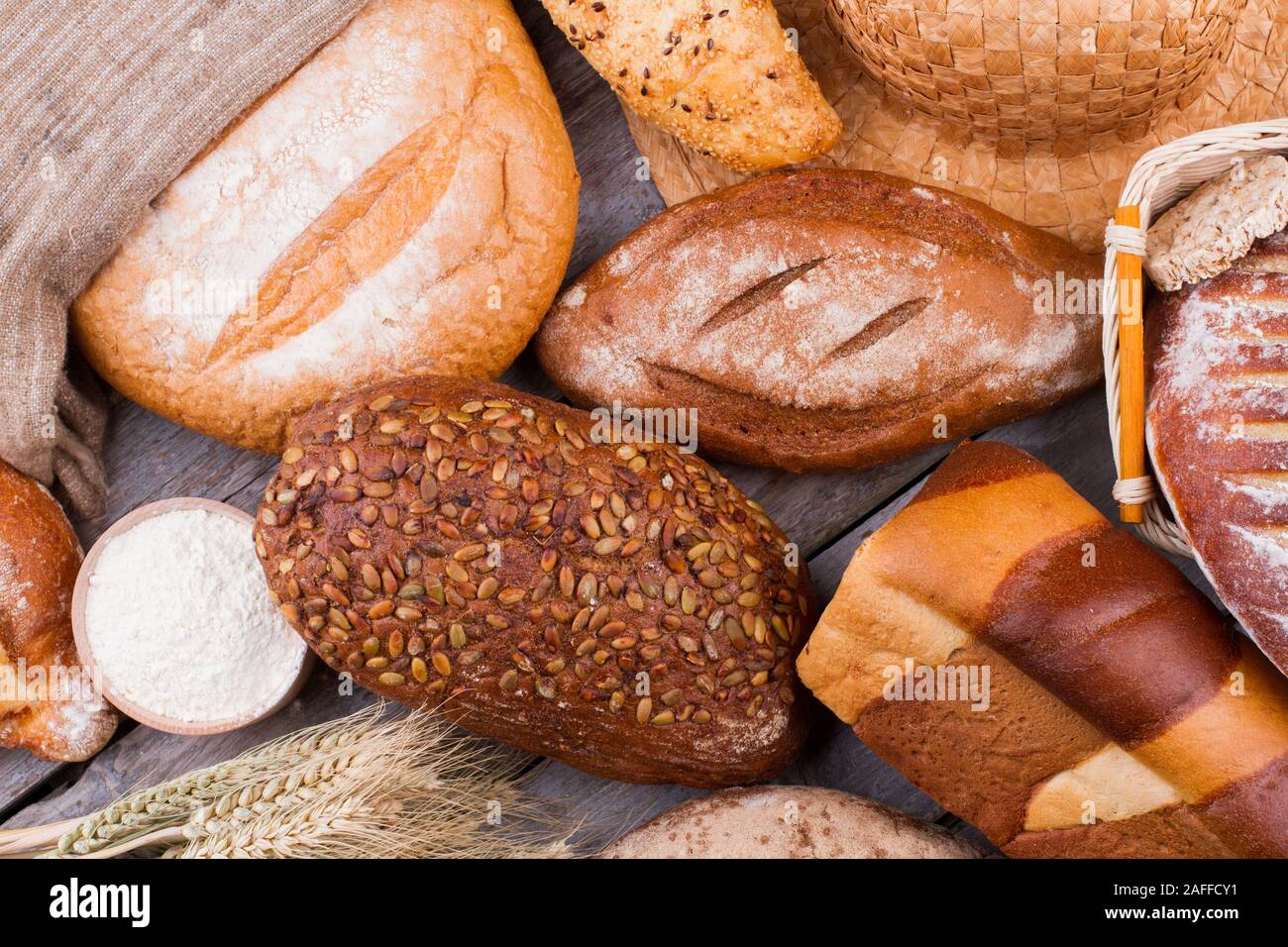 Rustic bread background Stock Photo - Alamy