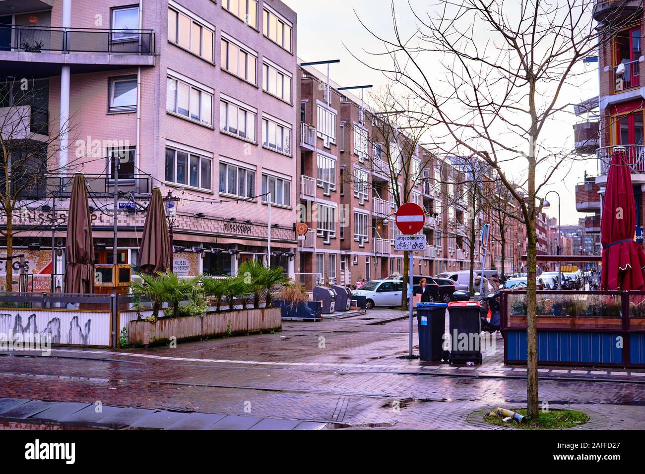 Amsterdam East side neighbourhoods (Oost/Oosterparkbuurt) on a rainy ...