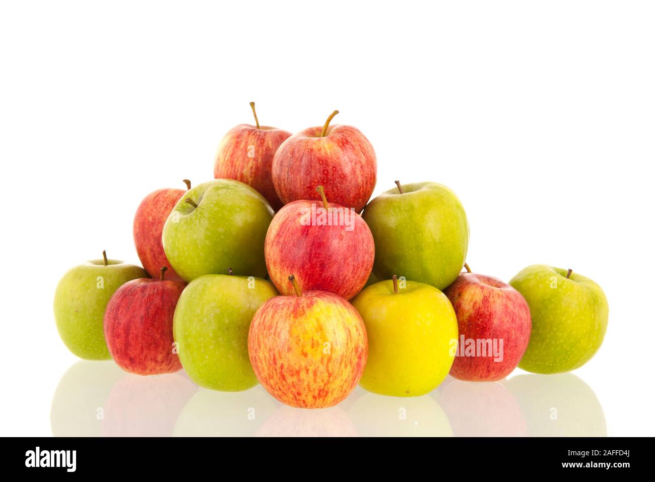 pyramid red and green apples isolated over white background Stock Photo ...