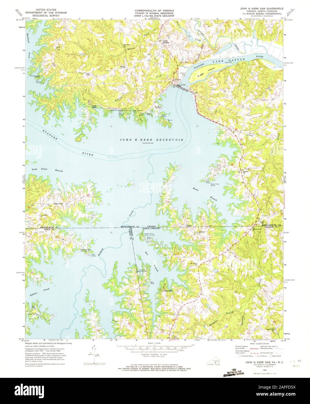 USGS TOPO Map North Carolina VA John H Kerr Dam 185520 1968 24000 ...