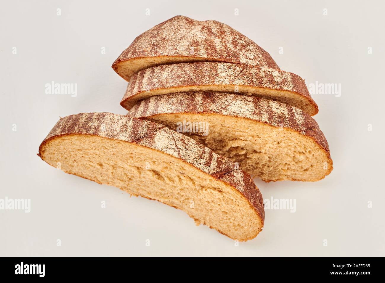 Slices of rye bread on white background Stock Photo - Alamy