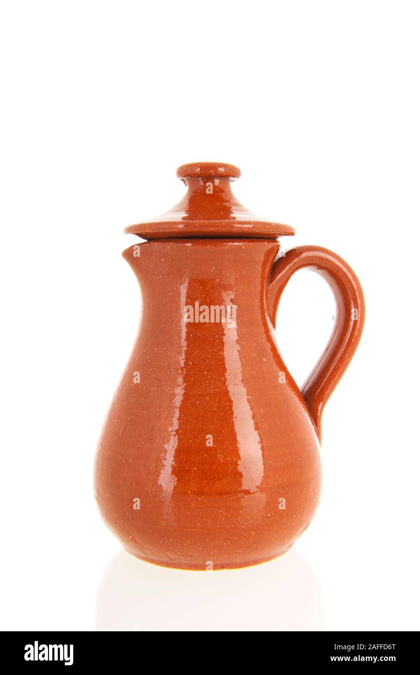 Ceramic Stone jar isolated over white background Stock Photo - Alamy