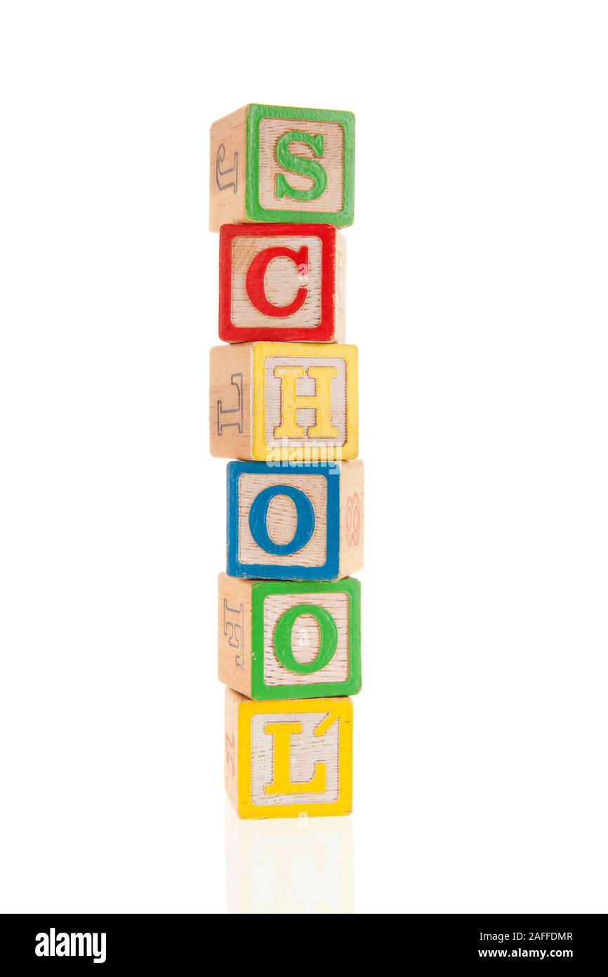 Colorful educational wooden toy blocks with letters Stock Photo - Alamy