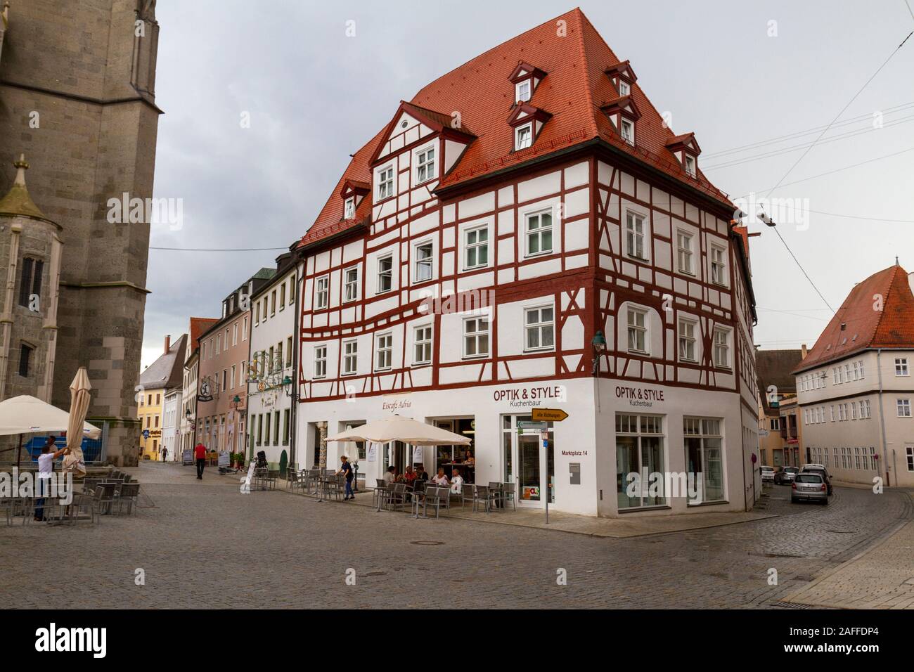 Beautiful buildings in Marketplatz, Nördlingen, Donau-Ries district ...