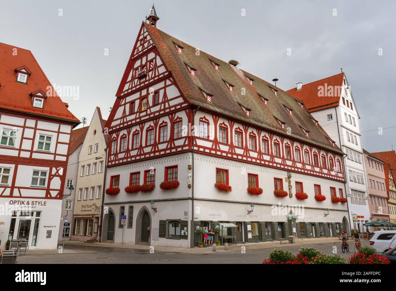Beautiful buildings in Marketplatz, Nördlingen, Donau-Ries district ...
