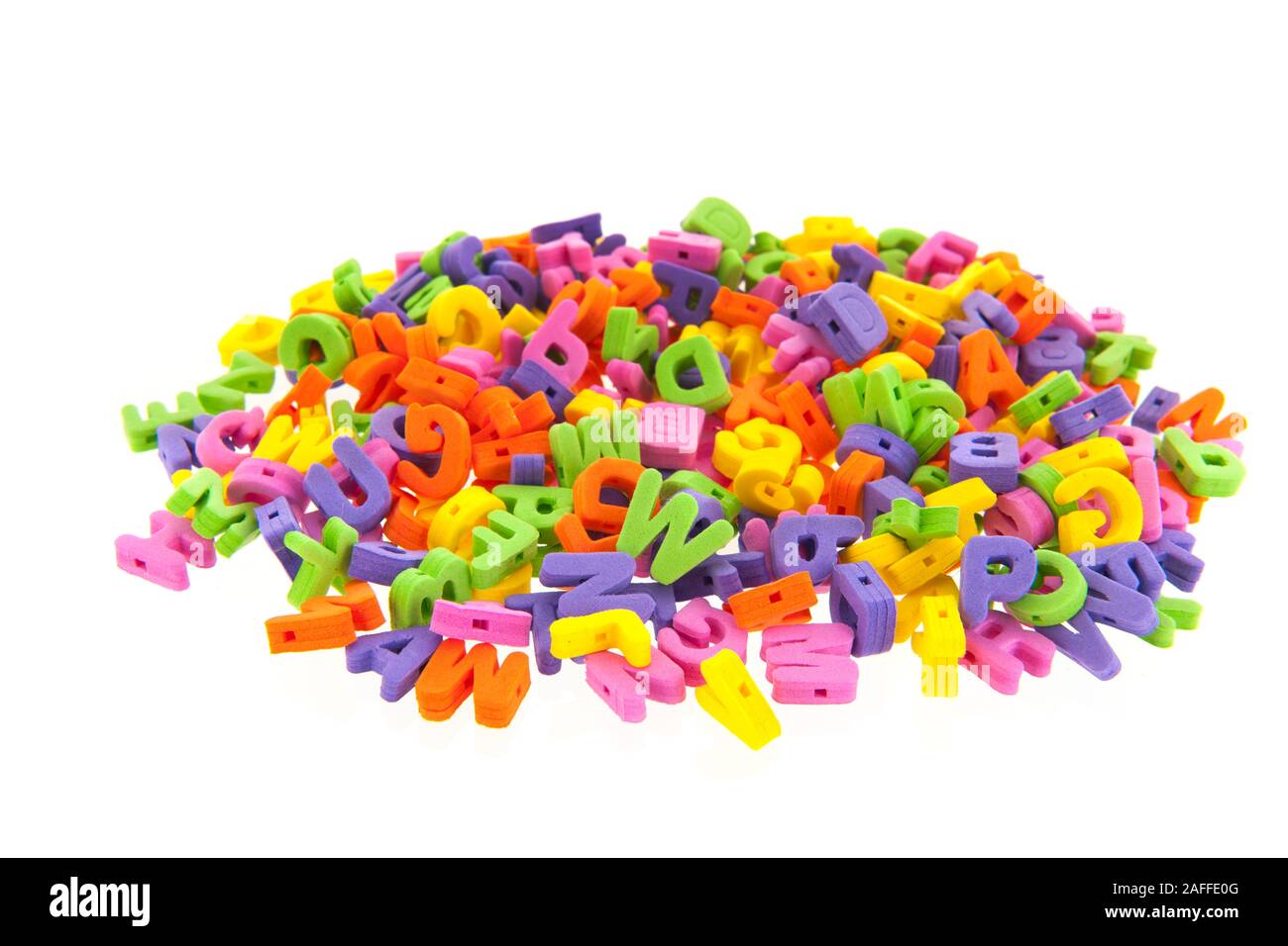 many colorful foam letters isolated over white background Stock Photo ...