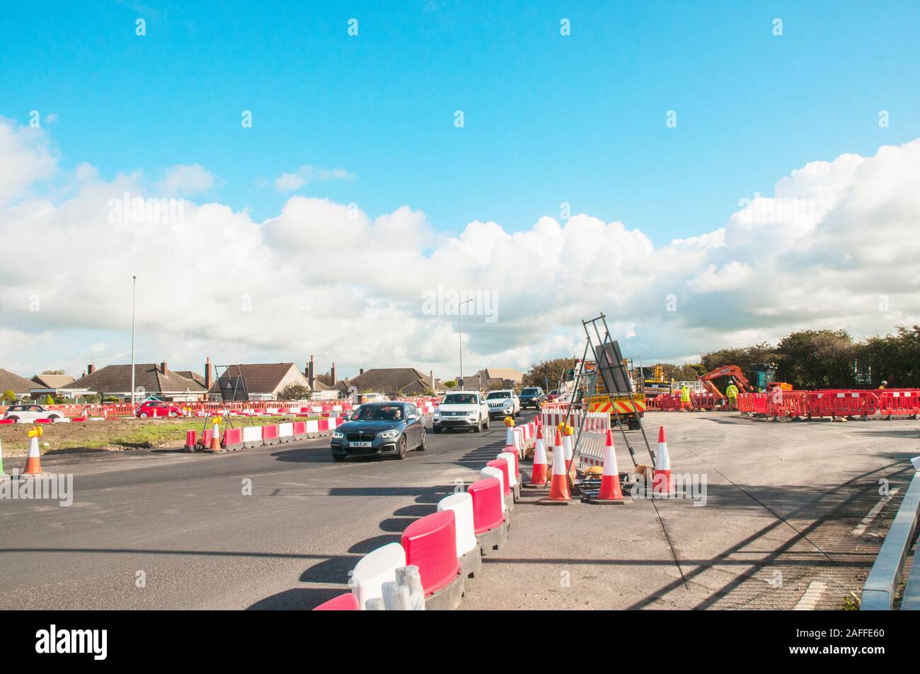 Cars driving through roadworks during reconstruction of Norcross ...
