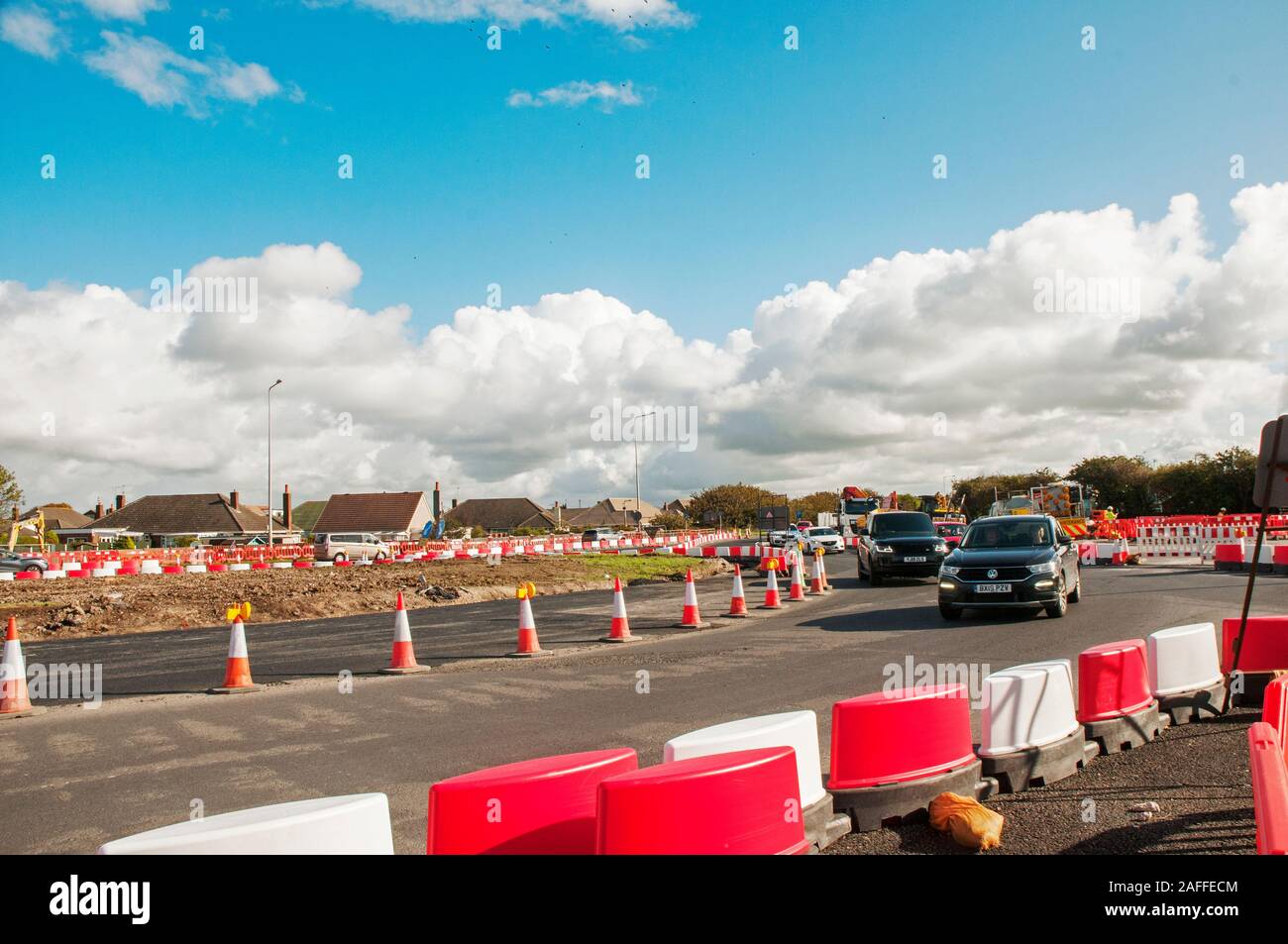 Road works red white barrier hi-res stock photography and images - Alamy