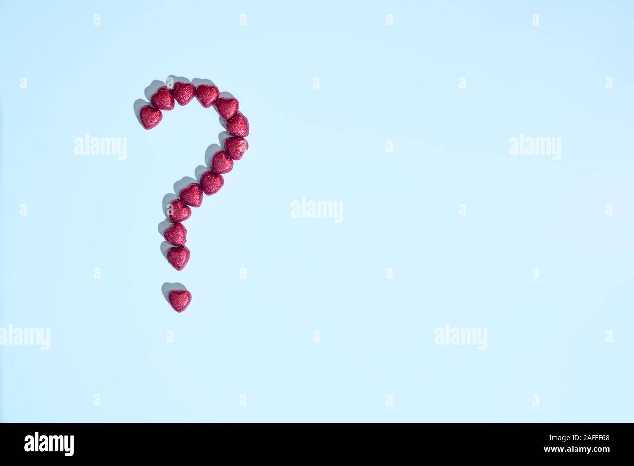 Red question mark sign composed of little hearts Stock Photo - Alamy