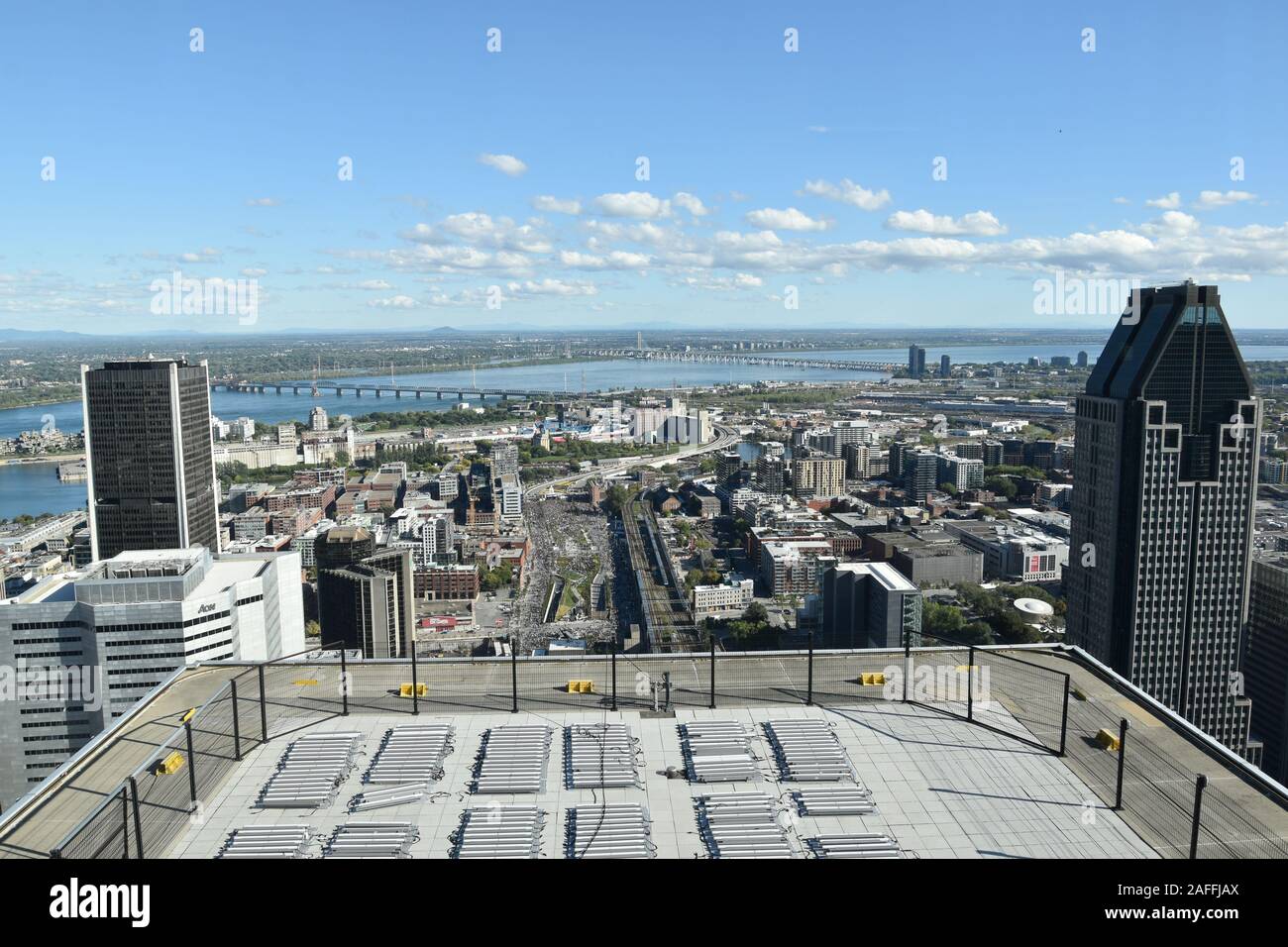 View of the Montreal Skyline as seen from above, Montreal, Quebec ...