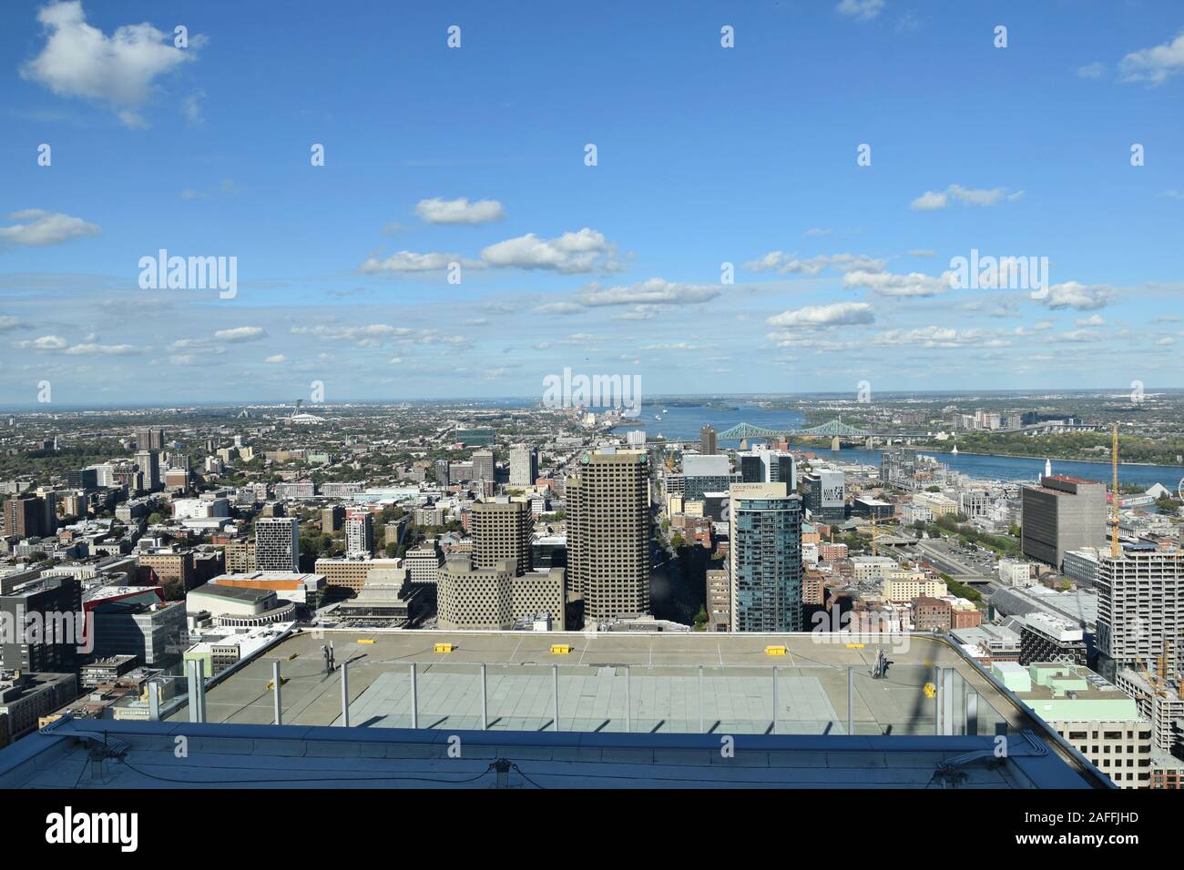 View of the Montreal Skyline as seen from above, Montreal, Quebec ...