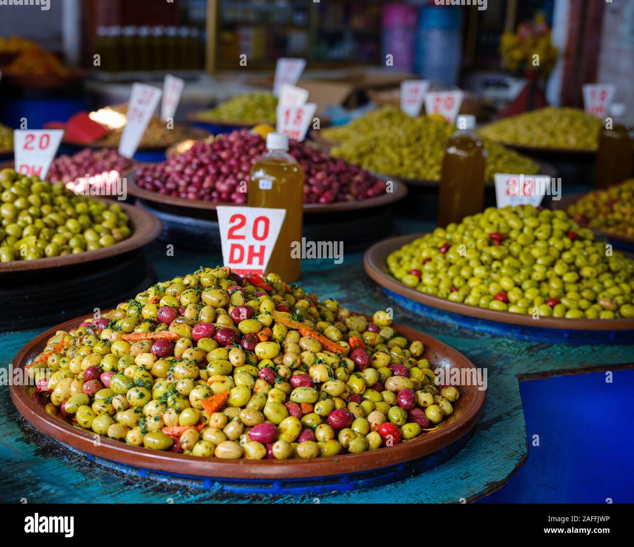 CASABLANCA, MOROCCO - CIRCA APRIL 2018: Store at The Great Habous Olive ...