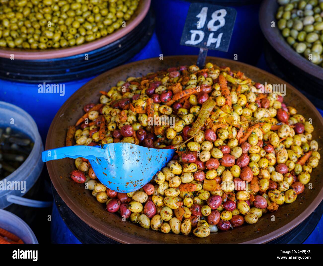 CASABLANCA, MOROCCO - CIRCA APRIL 2018: Store at The Great Habous Olive ...