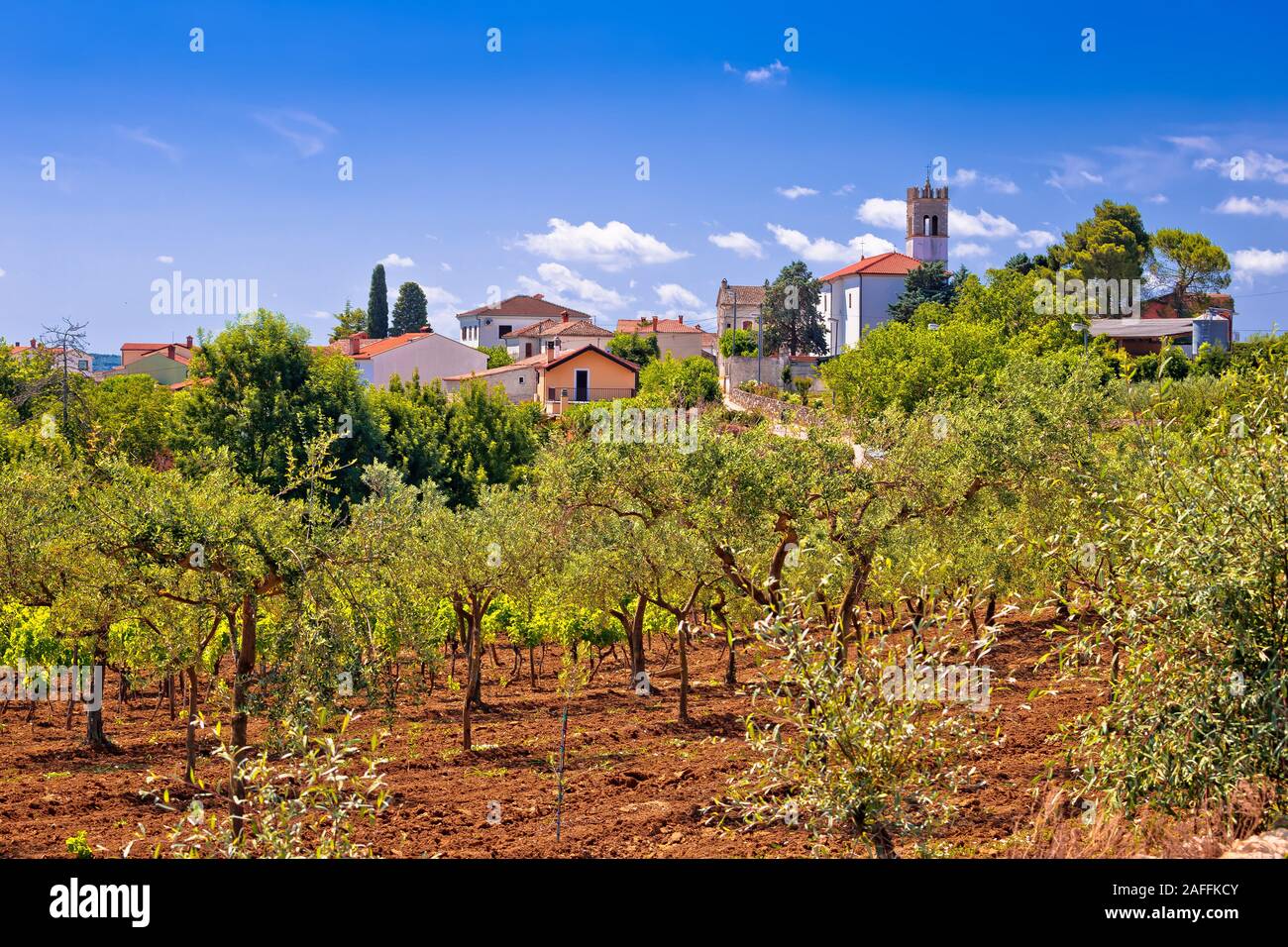 Picturesque stone village of Nova Vas in green landscape view, Istria ...