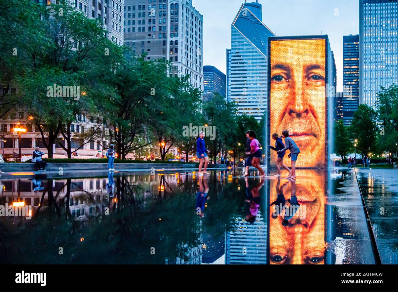 Millennium Park, Chicago-June 18, 2019: People are playing at the ...