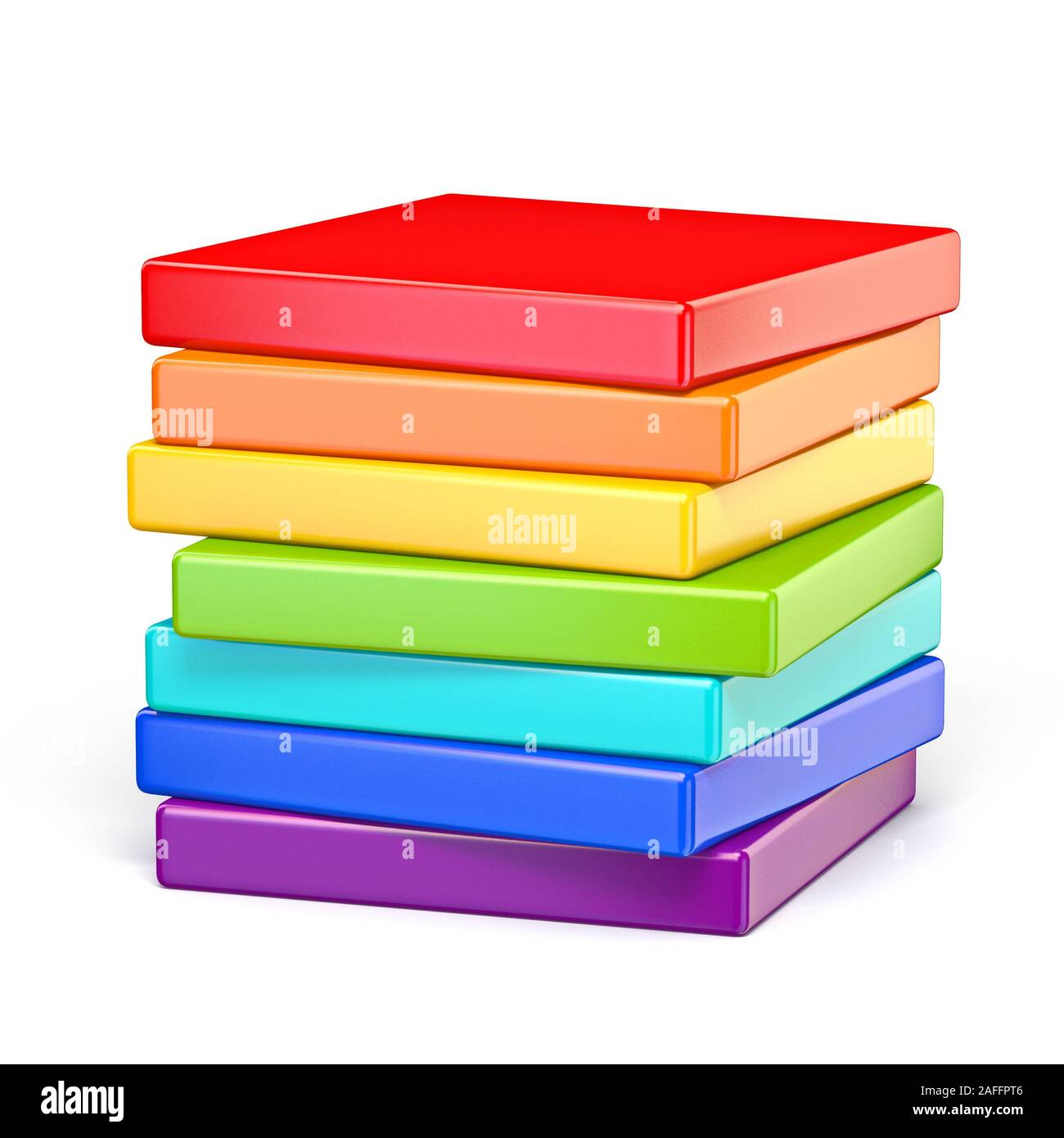 Rainbow colored cube 3D render illustration isolated on white ...