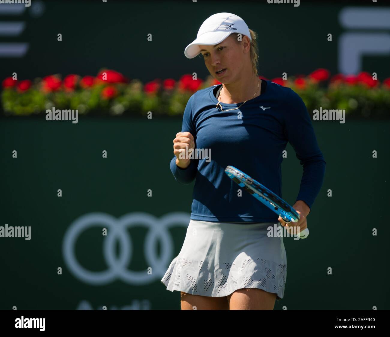 Yulia Putintseva of Kazakhstan in action during her second-round match ...