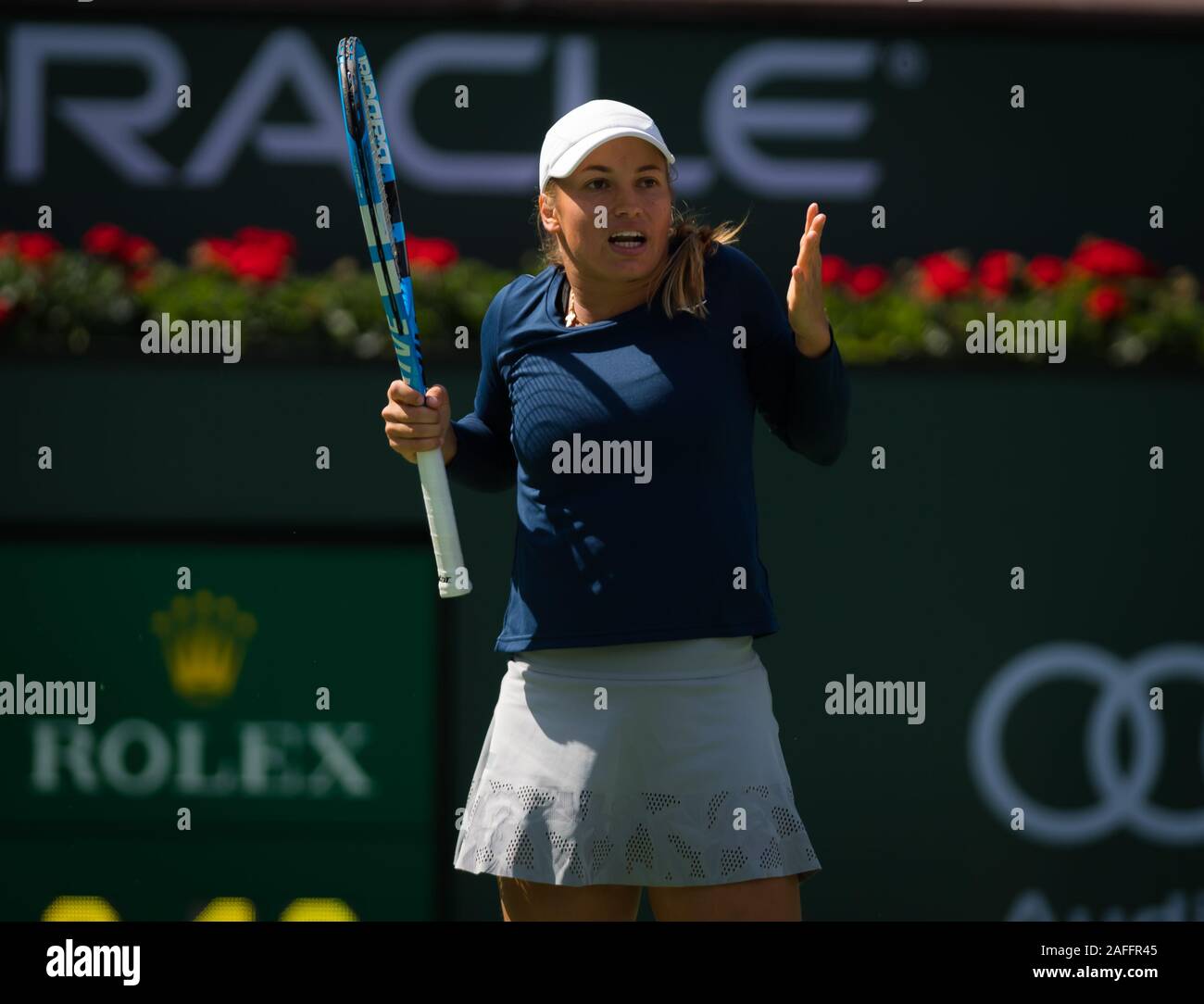 Yulia Putintseva of Kazakhstan in action during her second-round match ...