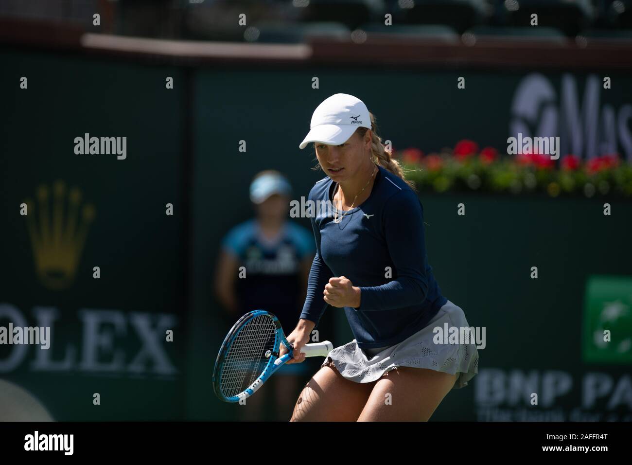 Yulia Putintseva of Kazakhstan in action during her second-round match ...