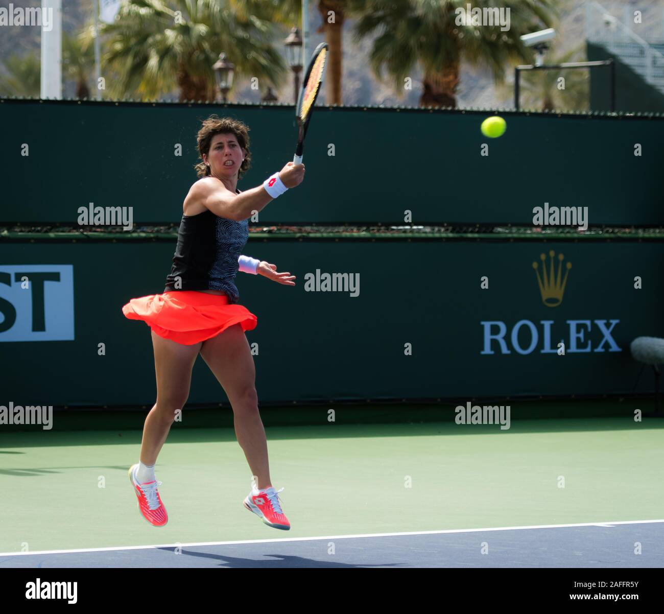 Carla Suarez Navarro of Spain in action during her second-round match ...
