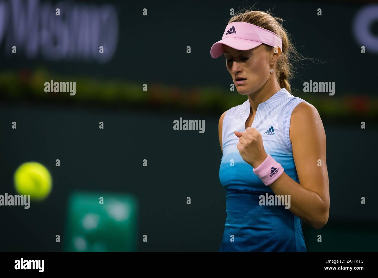 Kristina Mladenovic of France in action during her second-round match ...