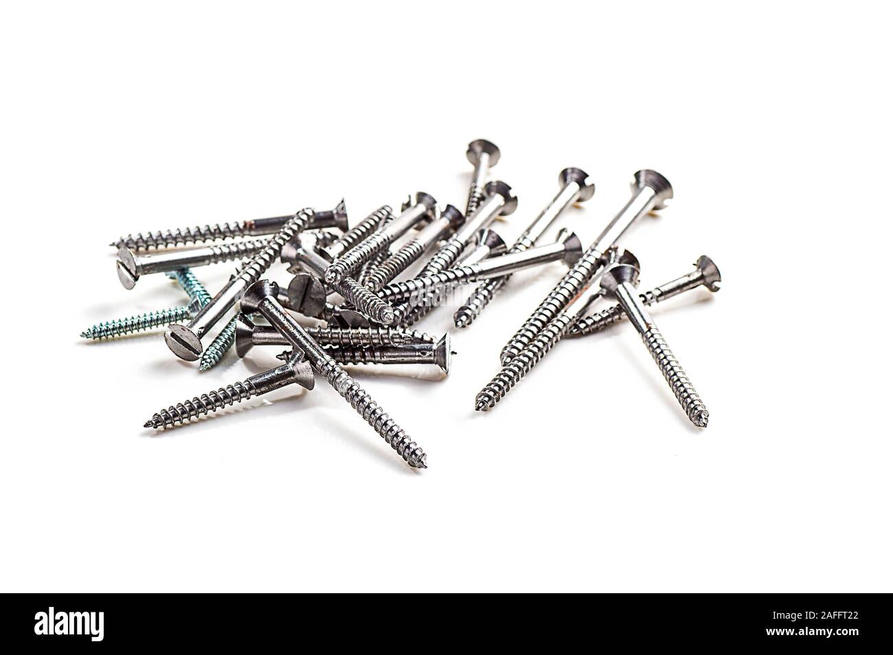 Close-up of Screws isolated on white background Stock Photo - Alamy