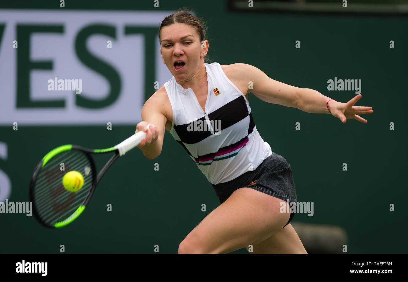 Simona Halep of Romania in action during her third-round match at the ...