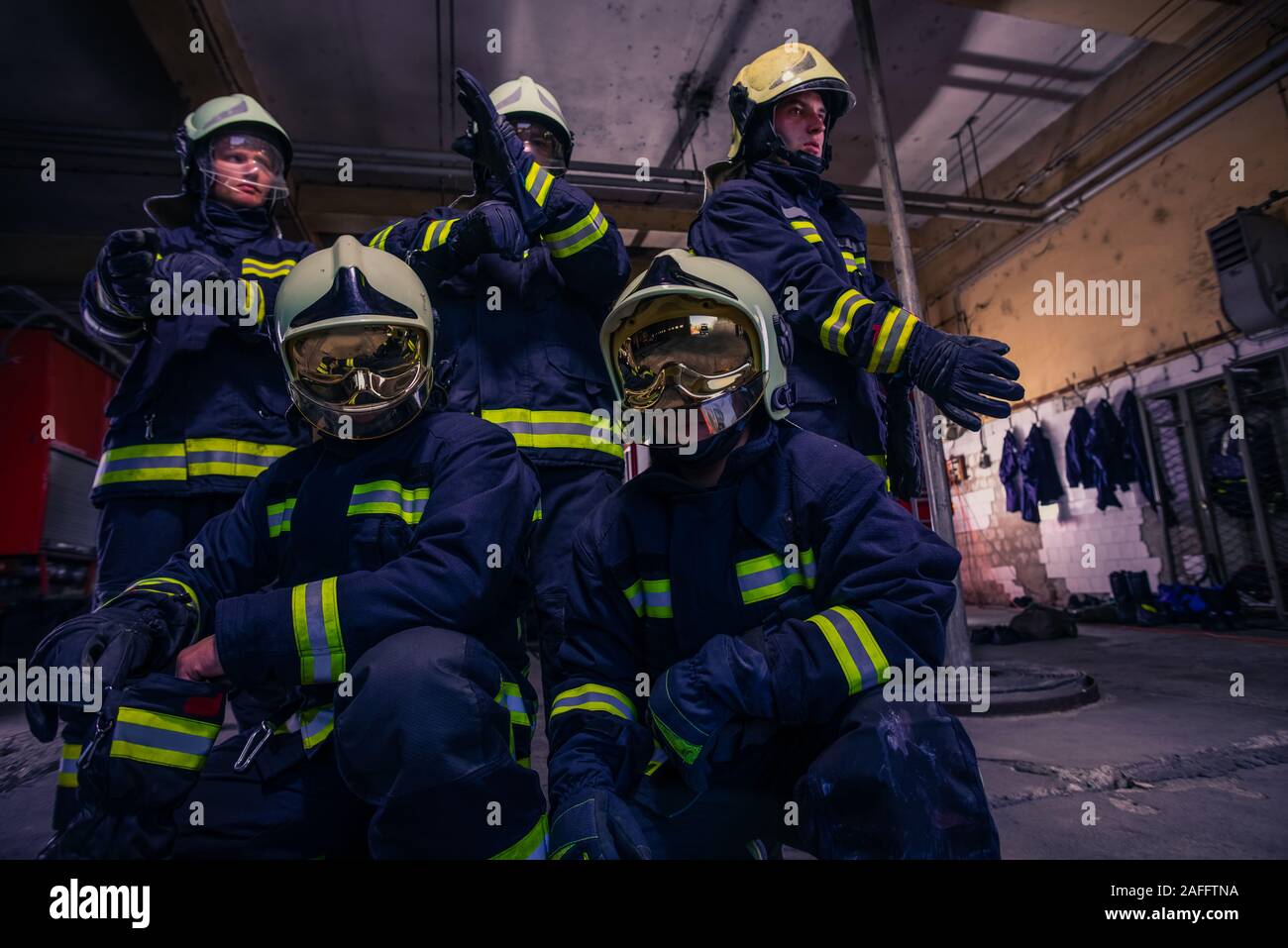 Group portrait firefighters fire engine hi-res stock photography and ...