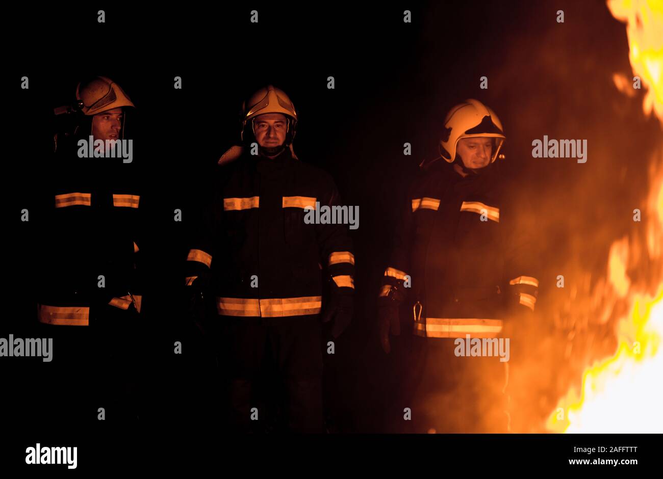 Fire station crew responding to fire emergency situation Stock Photo ...