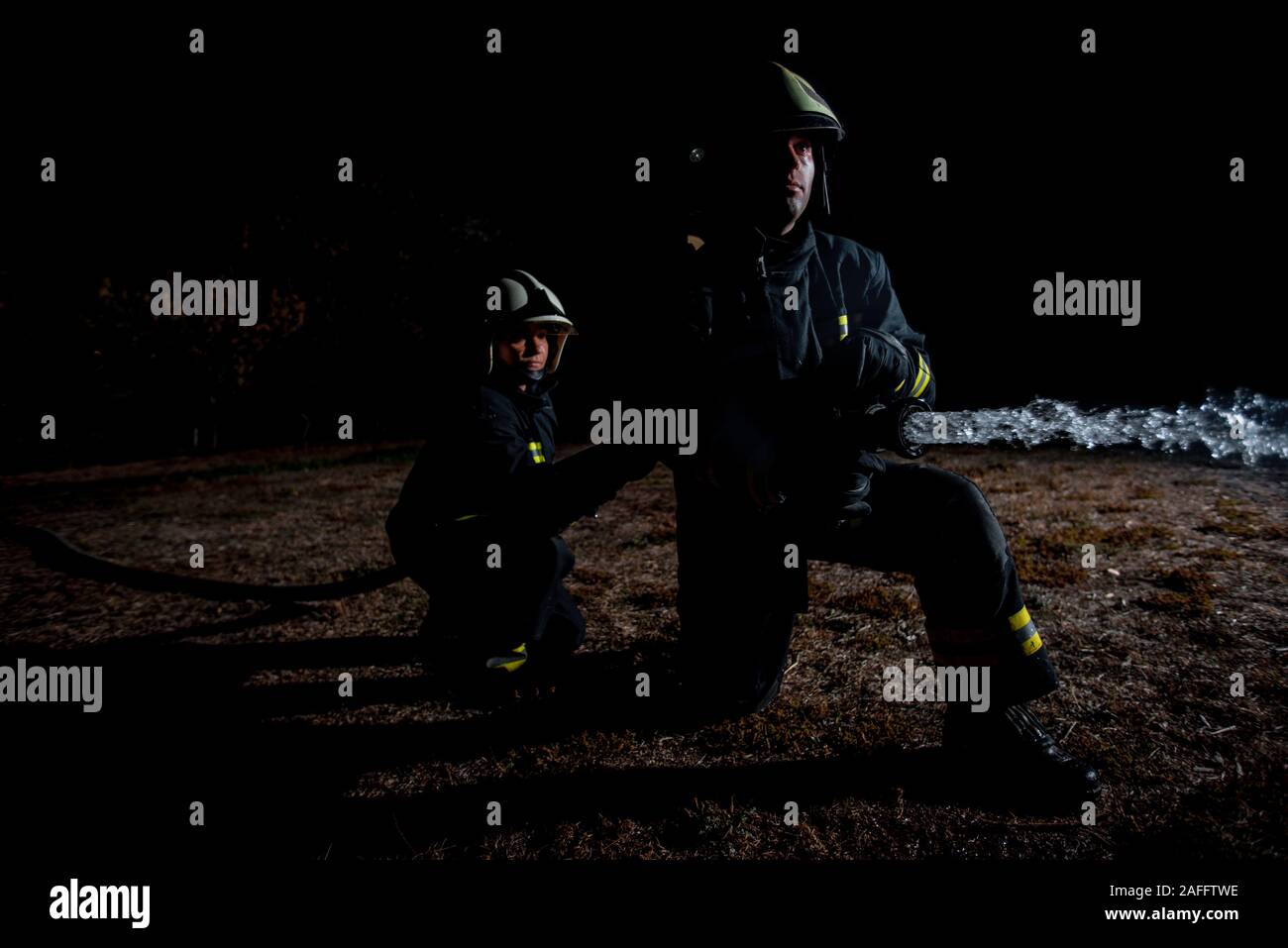 Fire station crew responding to fire emergency situation Stock Photo ...