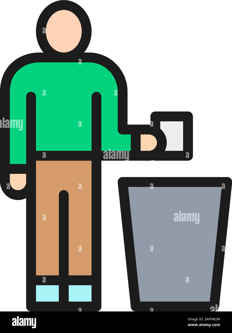 Man throwing out garbage, trash flat color line icon Stock Vector Image ...