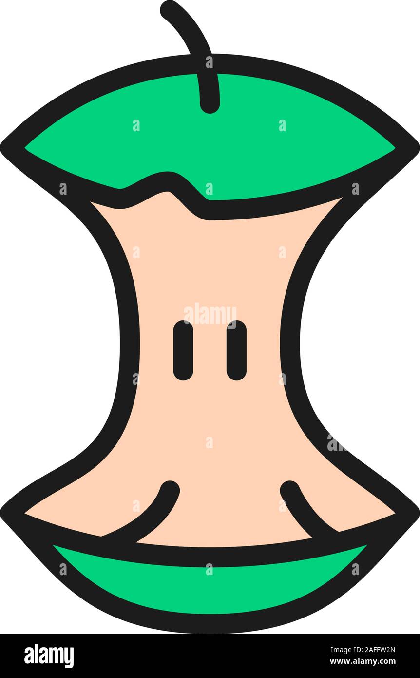 Apple core, food waste, garbage flat color line icon Stock Vector Image ...