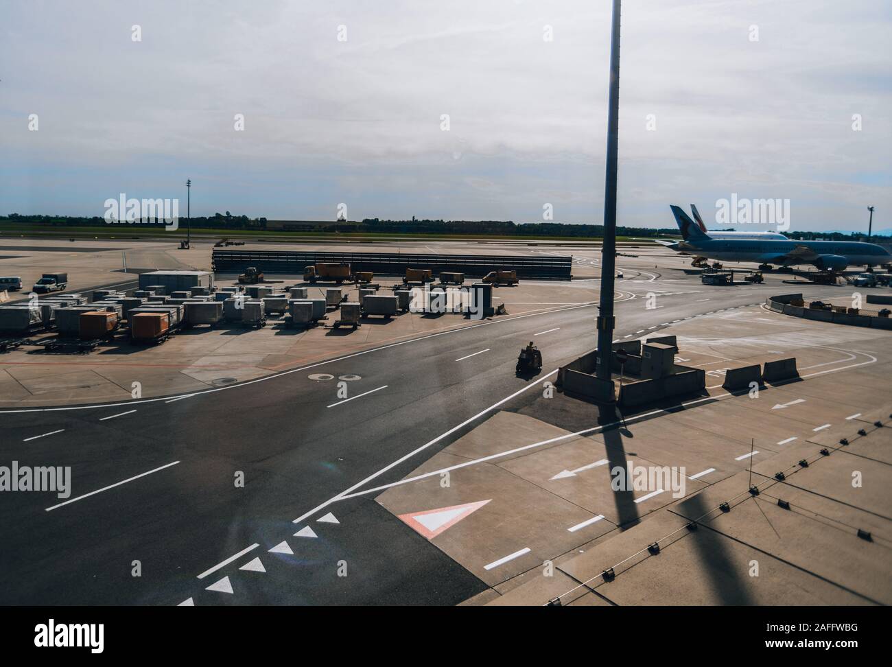 Containers for storing air cargo at an international airport Stock ...
