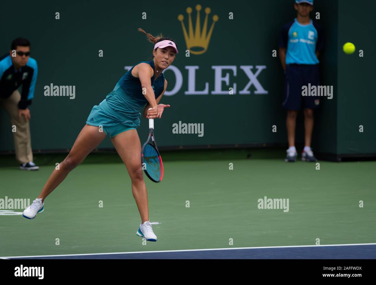 Qiang Wang of China in action during her third-round match at the 2019 ...