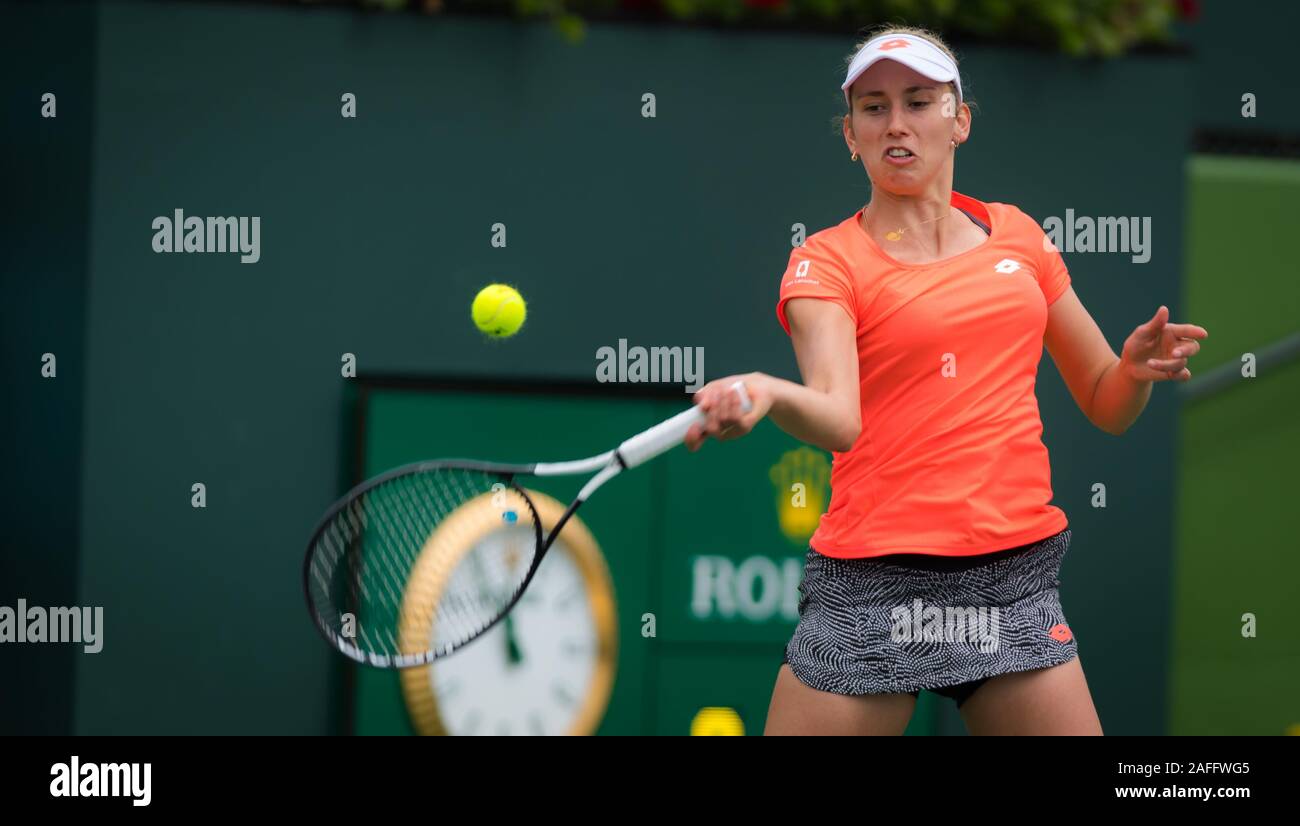 Elise Mertens of Belgium in action during her third-round match at the ...