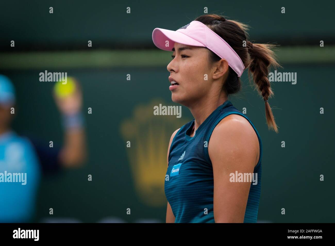 Qiang Wang of China in action during her third-round match at the 2019 ...