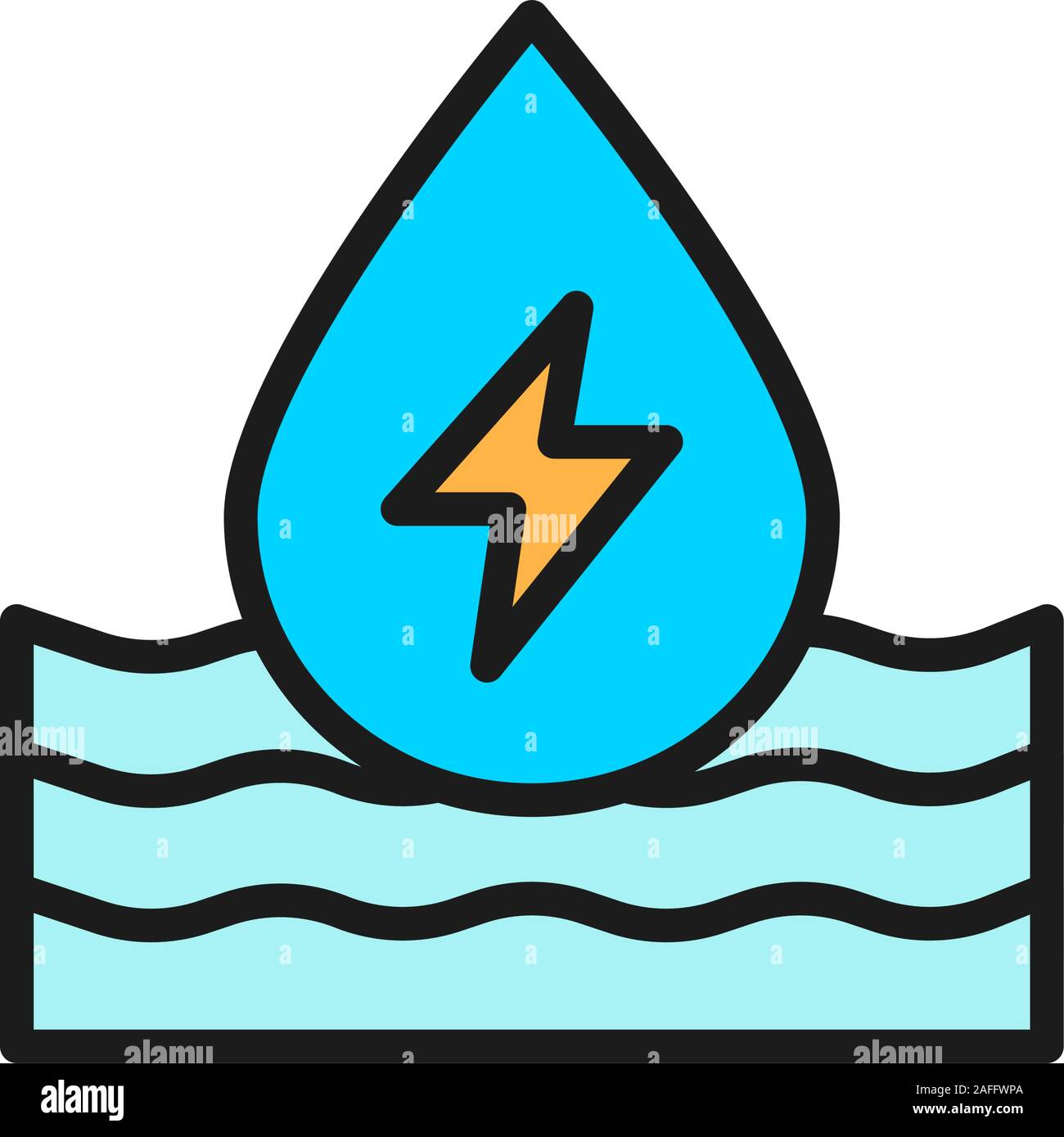 Water energy, ecology flat color line icon. Isolated on white ...