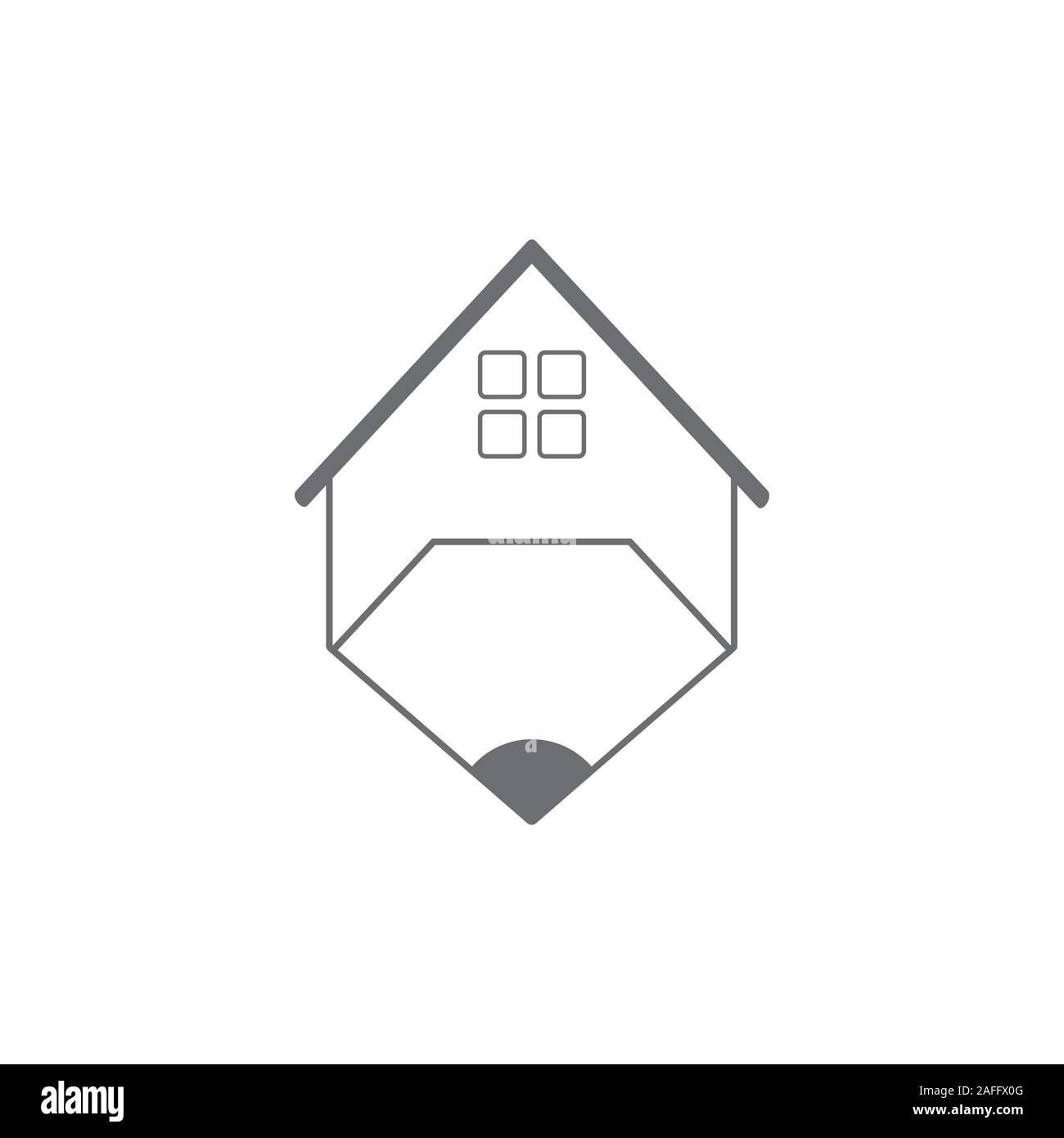 pencil home symbol logo vector Stock Vector Image & Art - Alamy