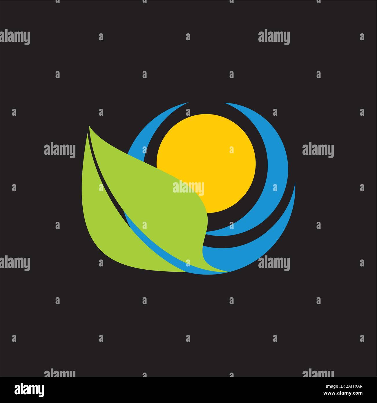 circle leaf waves sun design natural symbol vector Stock Vector Image ...