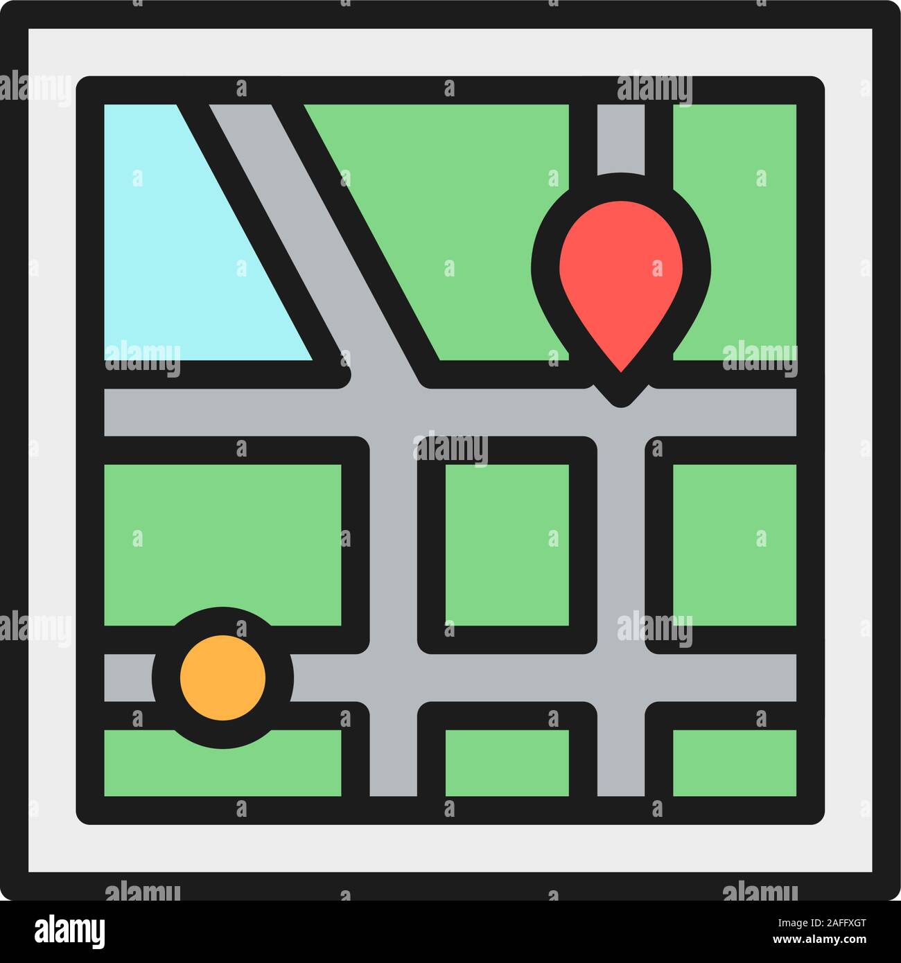 Vector city map navigation, gps flat color line icon Stock Vector Image ...