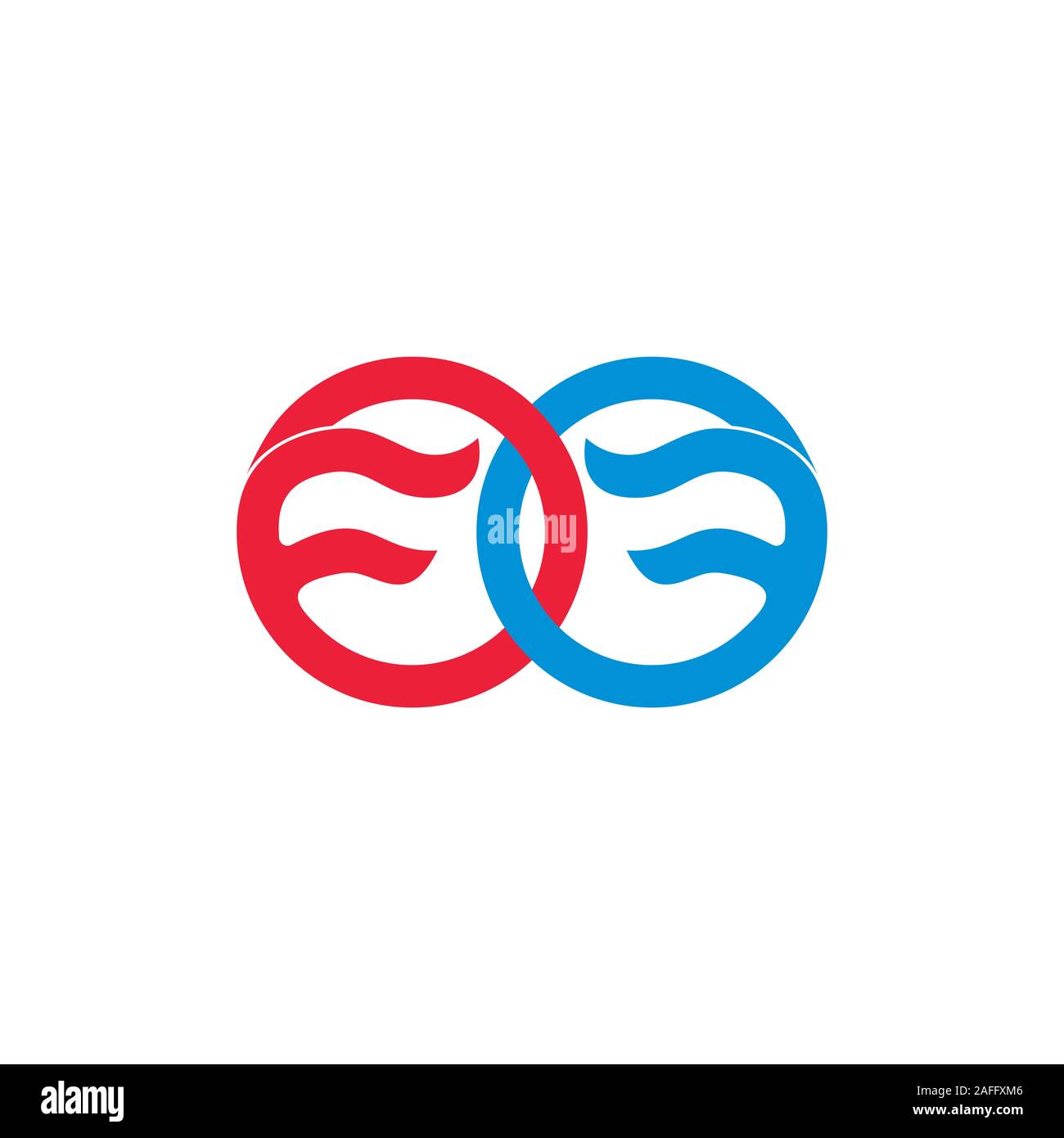 letter f linked ribbon geometric curves logo vector Stock Vector Image ...