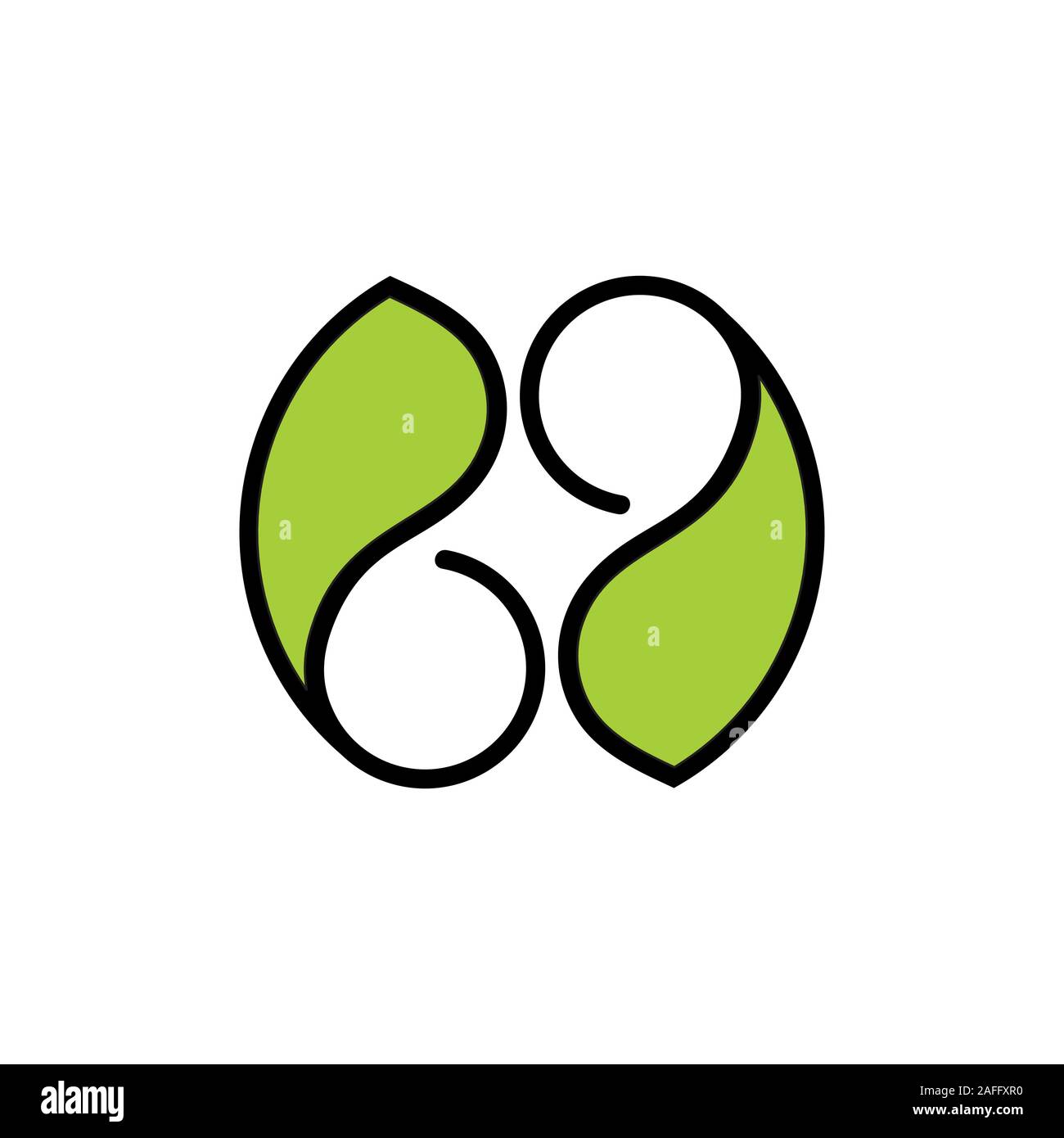 linked leaf green outline logo vector Stock Vector Image & Art - Alamy