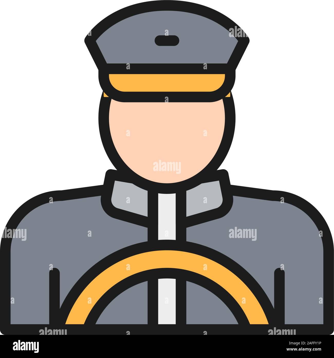 Vector taxi driver, cabbie, cabby flat color line icon Stock Vector ...