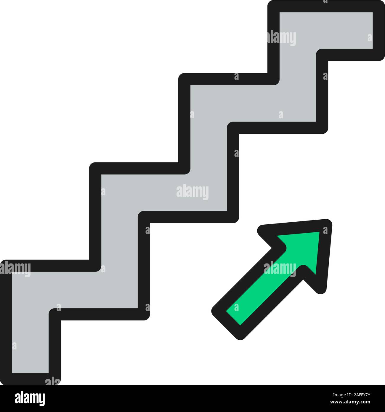 Stair up sign flat color line icon. Isolated on white background Stock ...