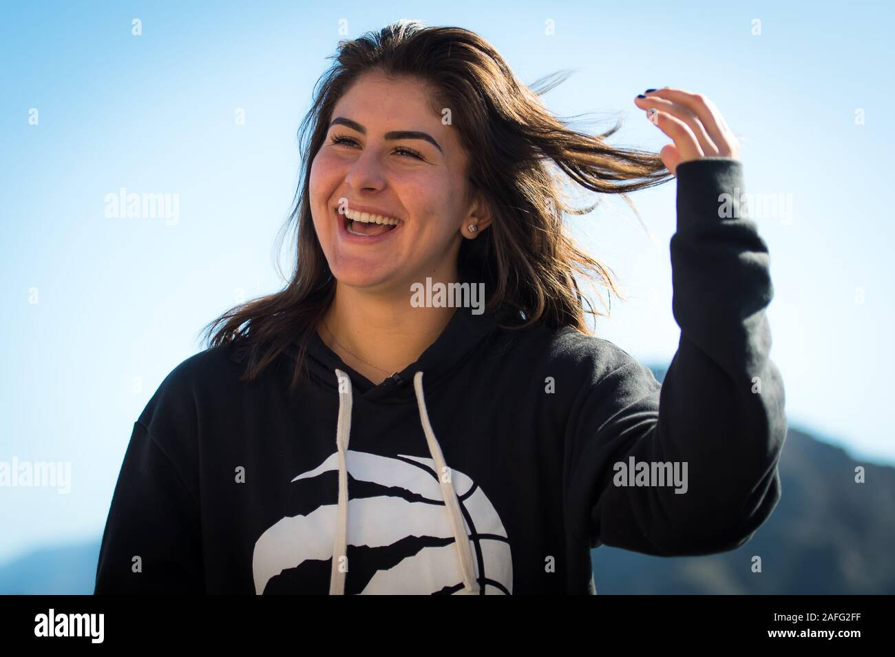 Bianca Andreescu of Canada during a video shoot after her quarter-final ...