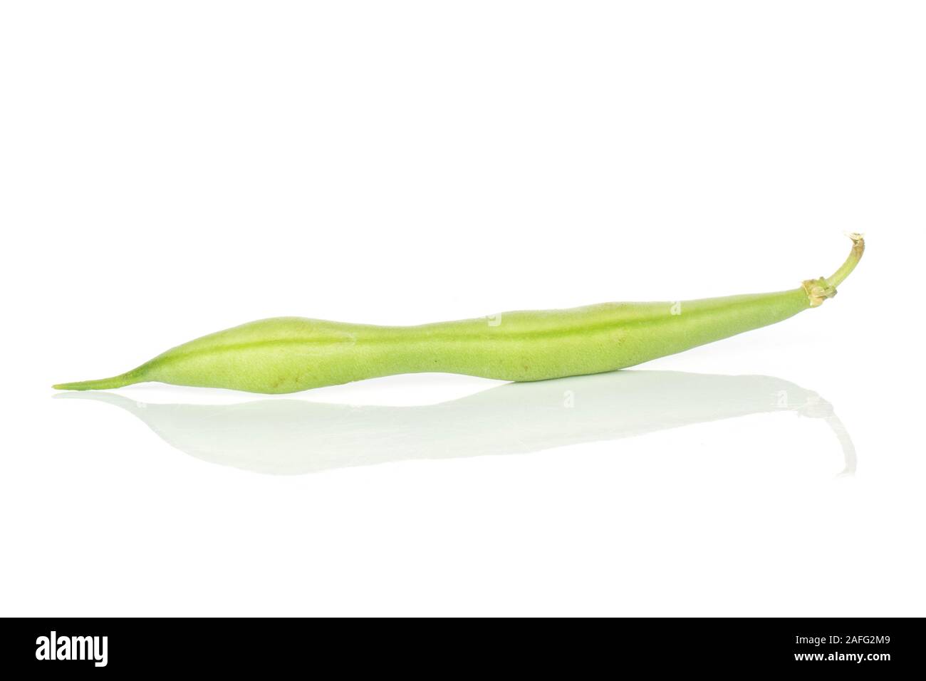 One whole snap green bean isolated on white background Stock Photo - Alamy
