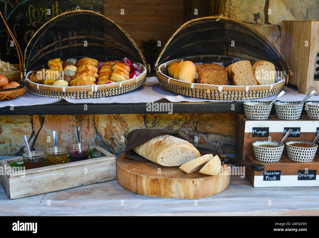 Breakfast buffet (fresh bread with jams) at luxury resort in Phan Thiet ...